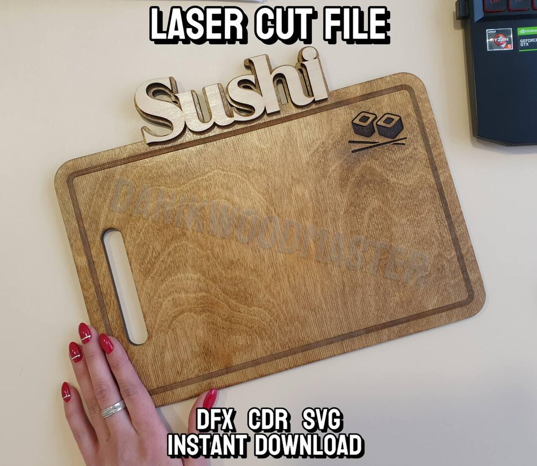Sushi Serving Board SVG DXF CDR – Laser Cut File for 6mm Plywood ...
