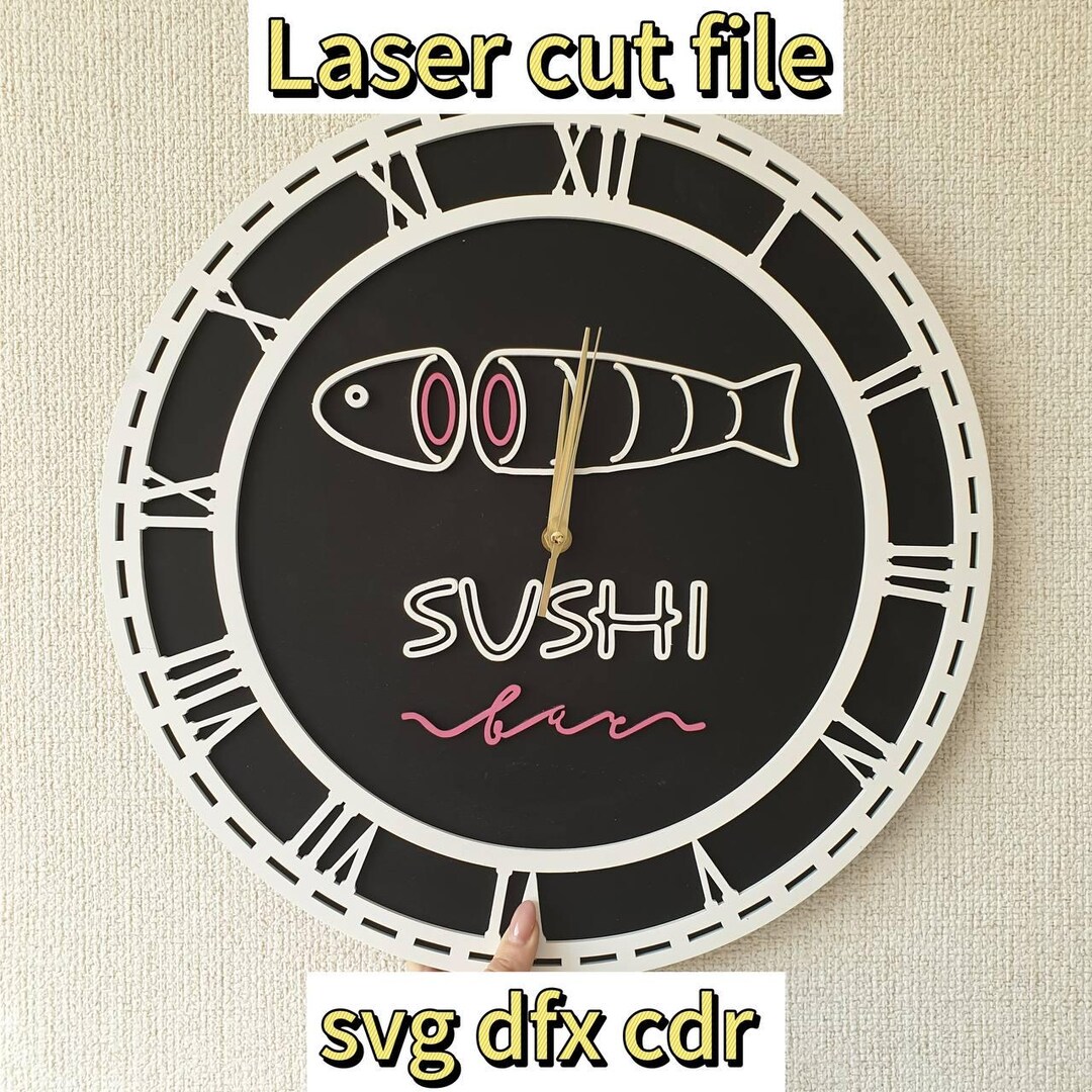 Sushi Clock SVG | Japanese Wall Clock DXF | Laser Cut File CDR - Etsy