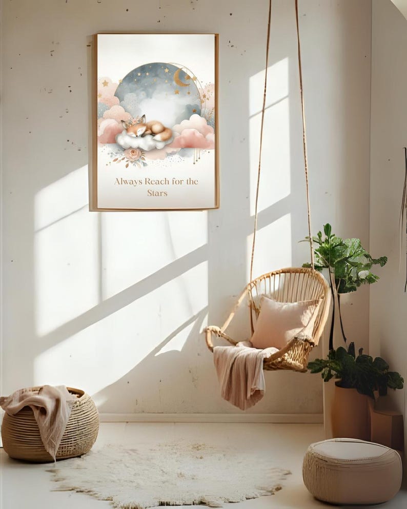 Reach for the Stars – A4 Digital Nursery Poster | Inspirational Quote ...