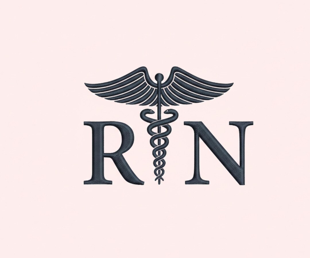 RN Nurse Embroidery Design File, Caduceus Symbol Medical Machine ...