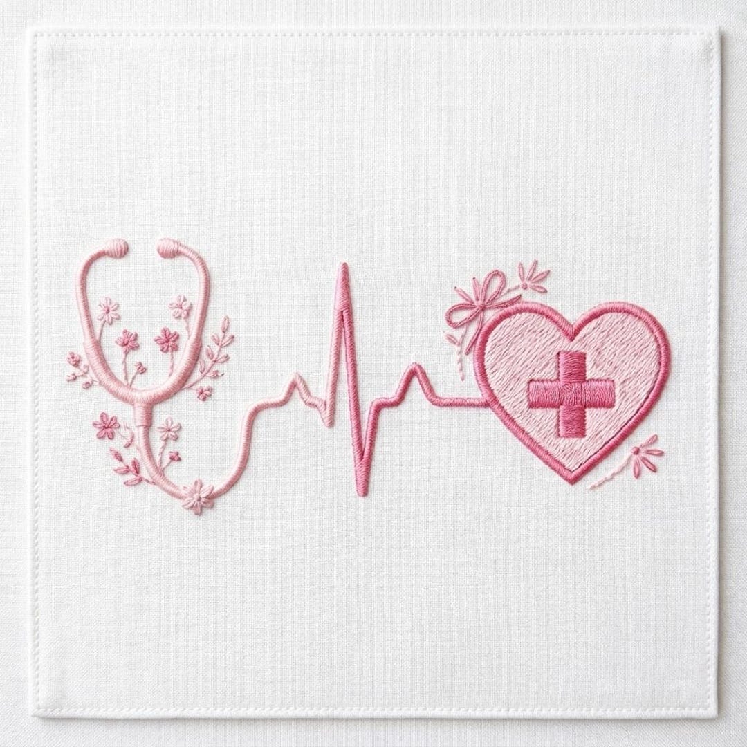 Nurse Embroidery Design, Stethoscope Embroidery Design, Nurse Machine ...