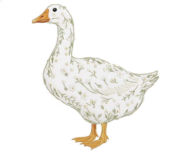 Daisy Duck Embroidery Design File Goose With White Floral Pattern ...