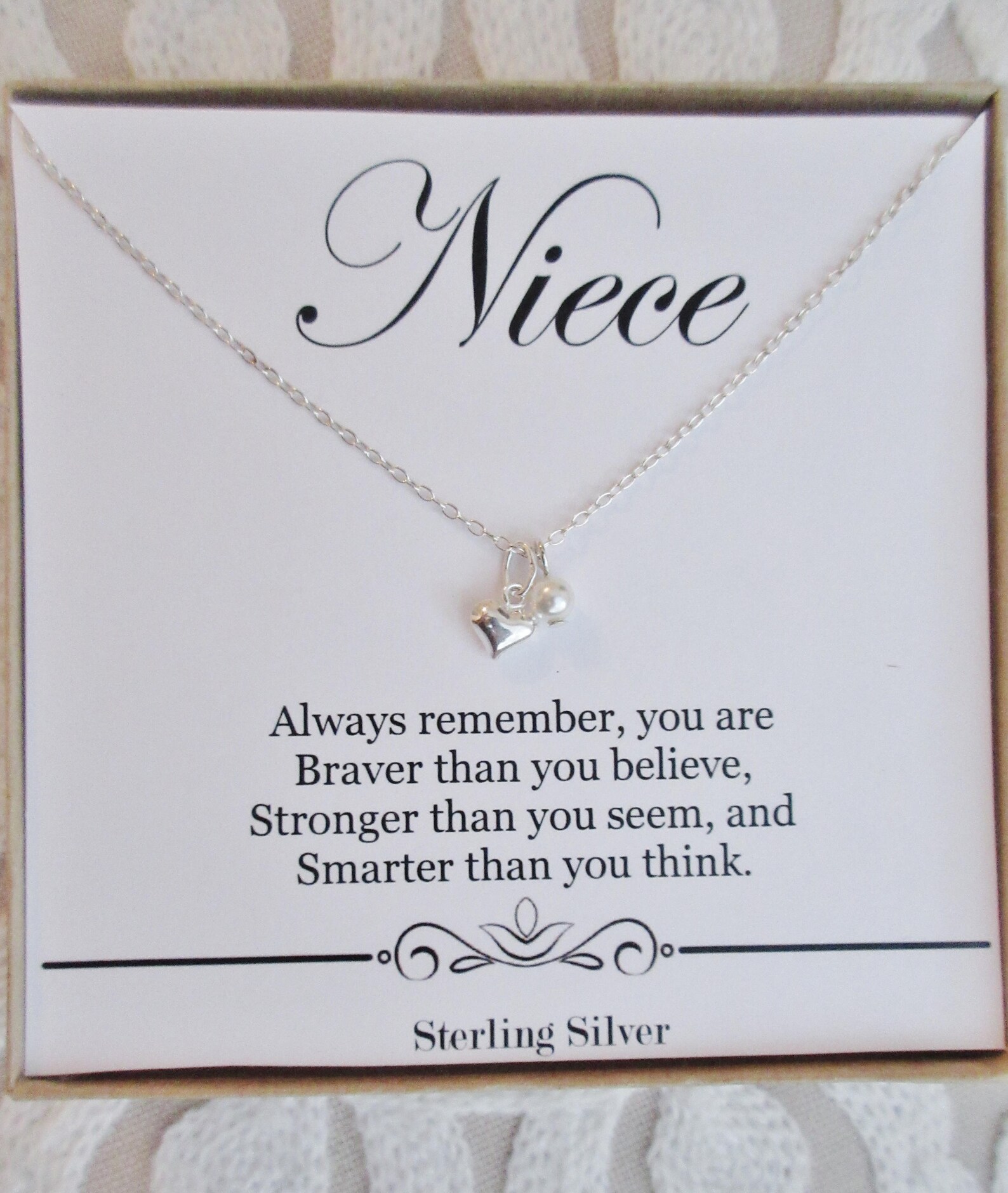 Gift for Niece Jewelry Sterling Silver Heart Necklace With - Etsy