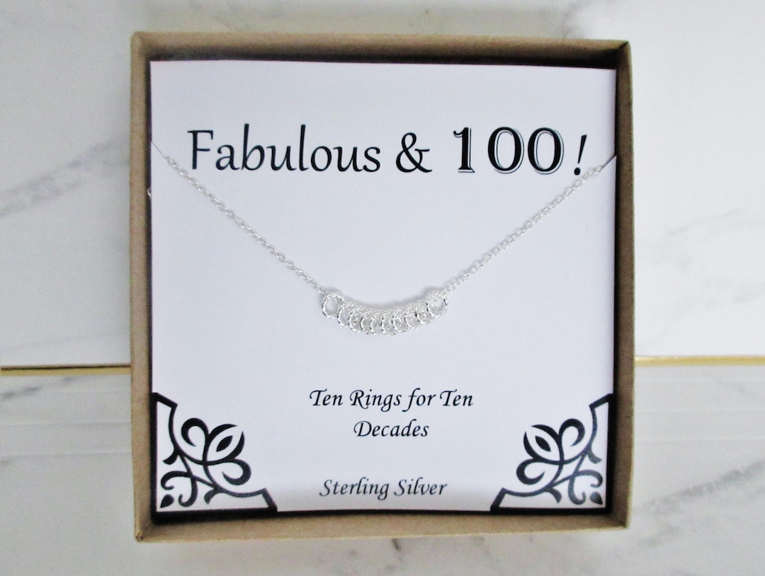 100th Birthday Gift: Sterling Silver Decade Ring Necklace - Etsy