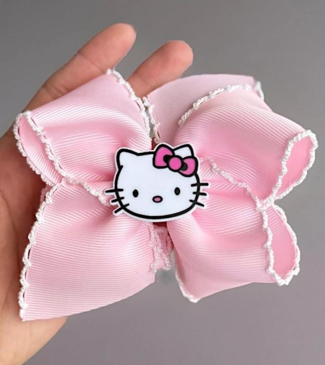 Pink Hello Kitty Hair Bow: Scalloped Grosgrain Ribbon, Alligator Clip ...