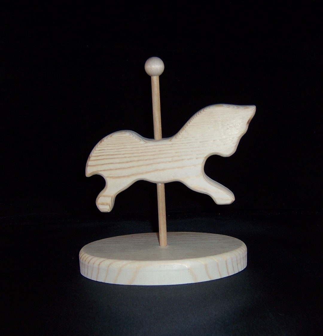 An Unfinished 3/4" Pine Wood Carousel Horse Kit Ready for Paint - Etsy