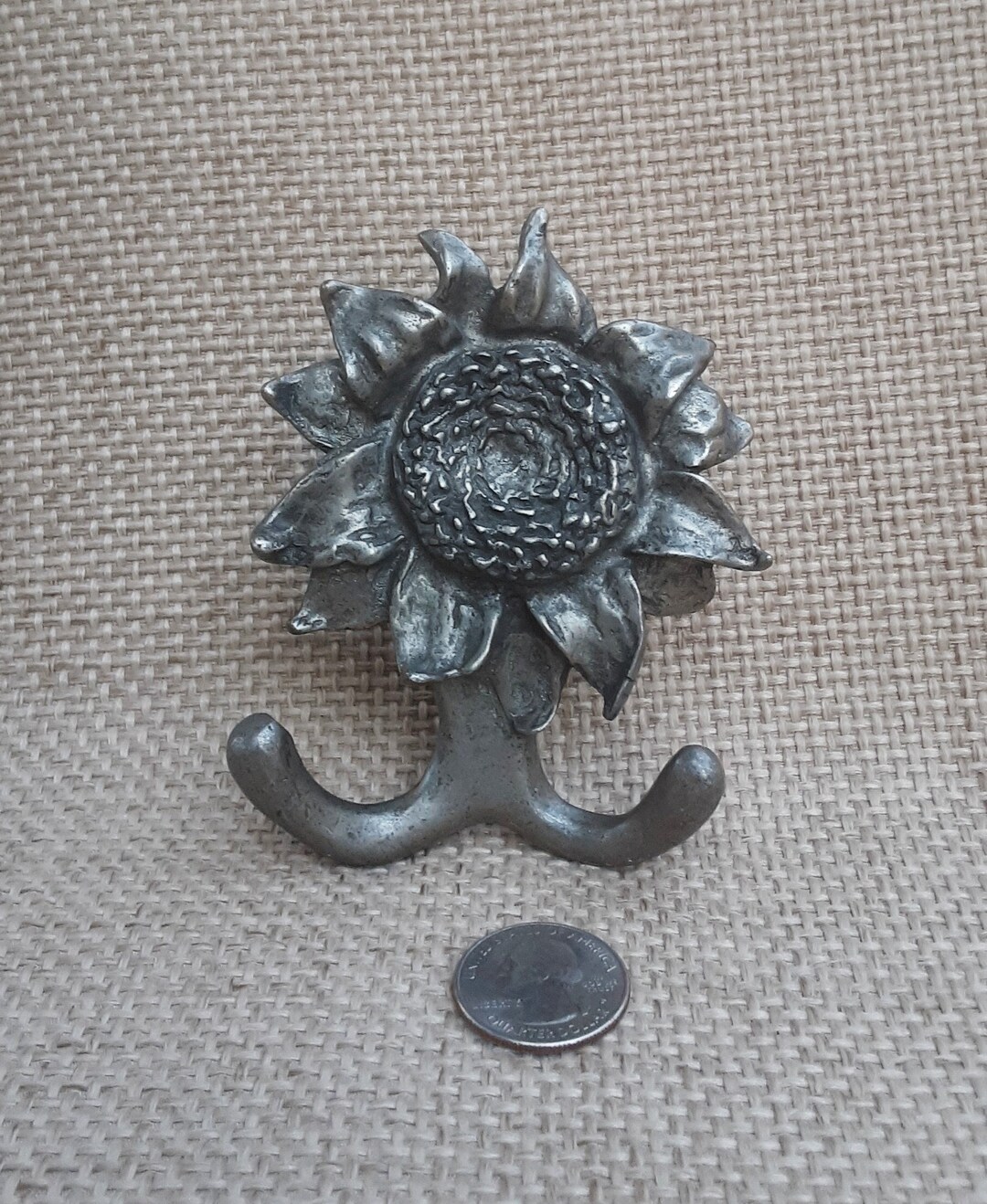 Vintage 1994 Anne at Home Hefty 3" X 4" Pewter Sunflower Hook - Etsy