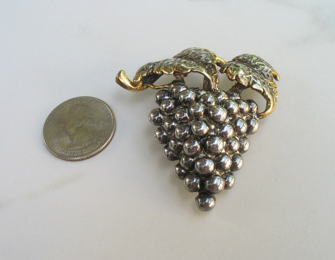 Hefty Vintage MJ Silver Plated Grape Cluster Brooch Pin/slide - Etsy