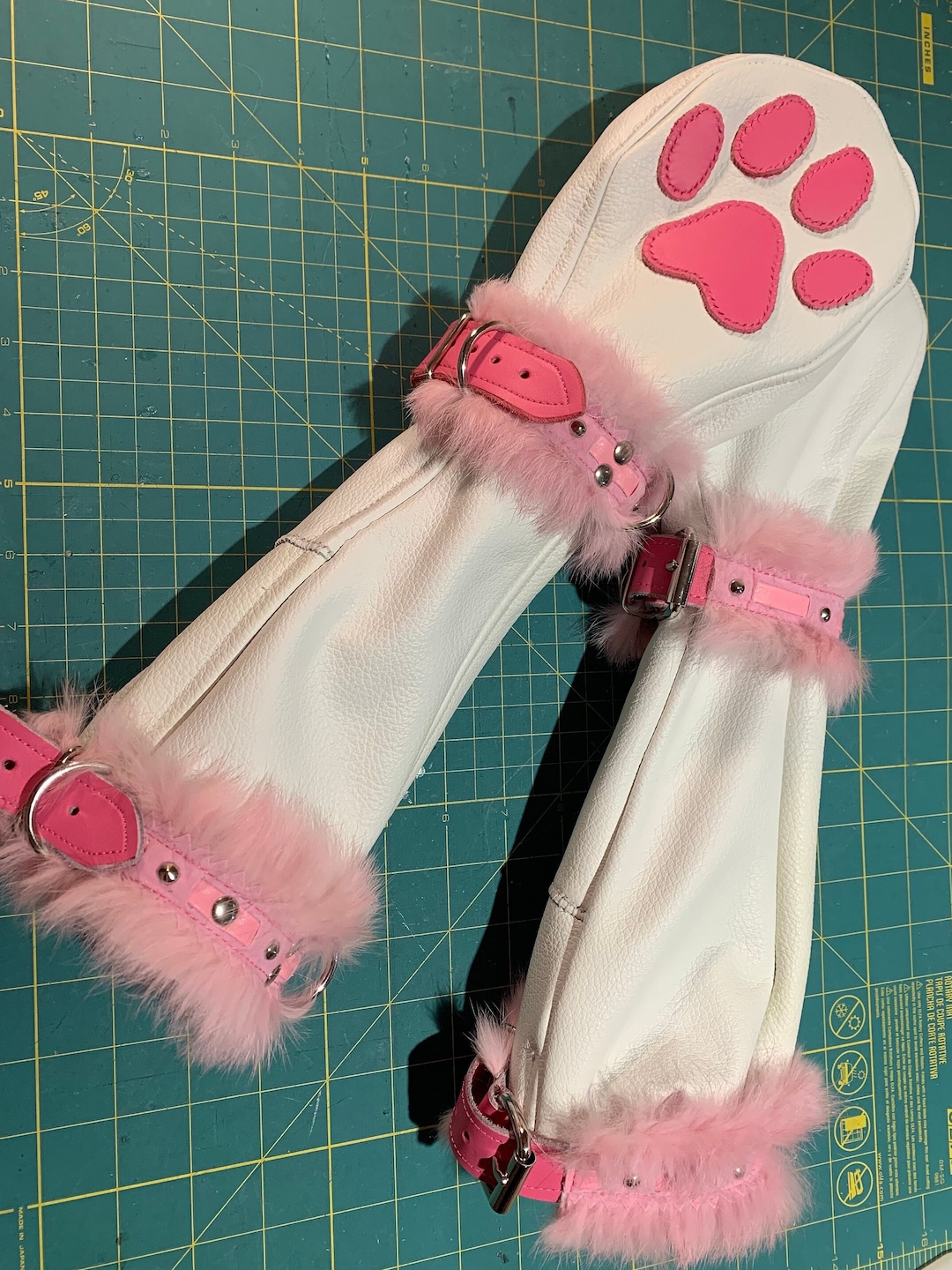 Petplay Mitts With Fur Trim Size Medium - Etsy