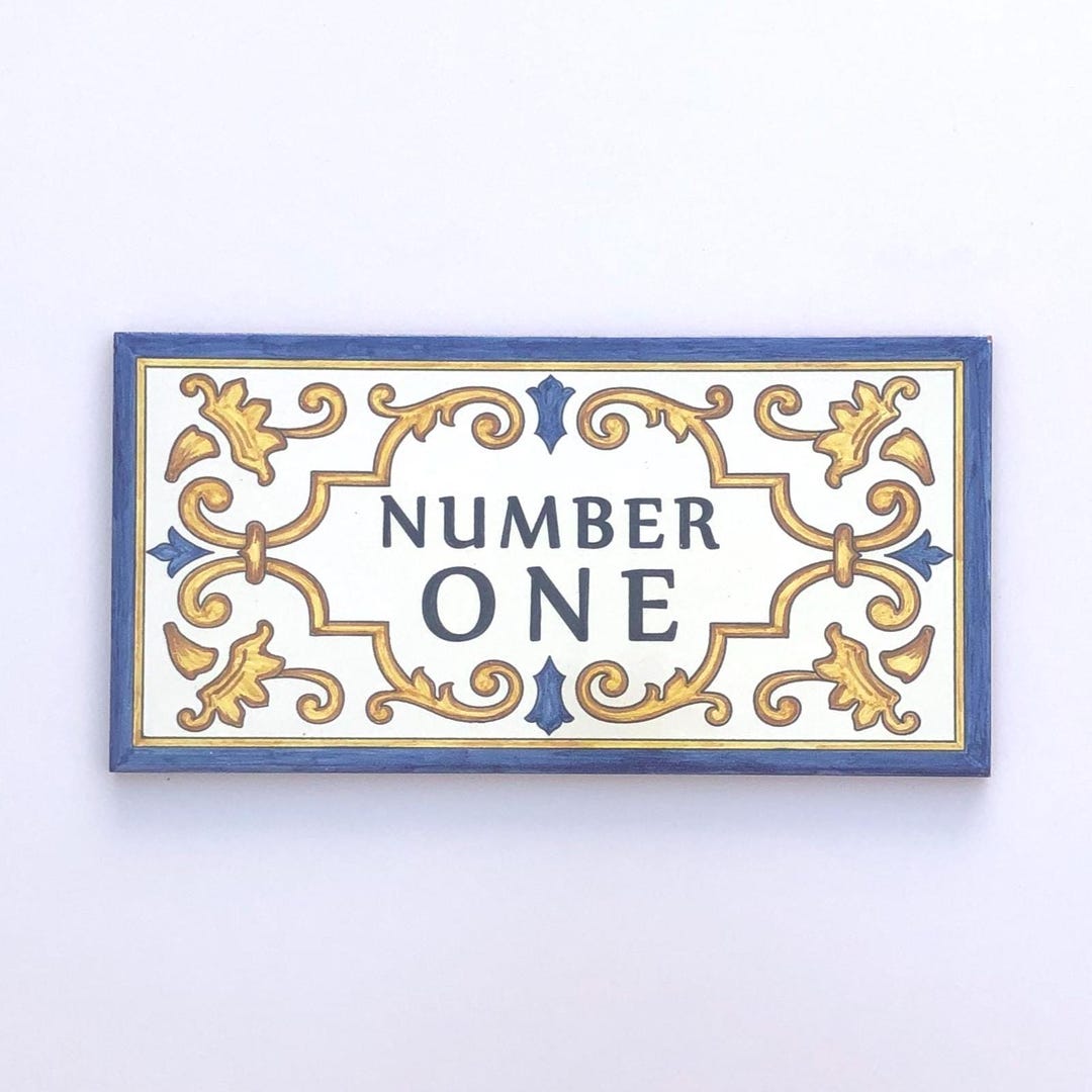 Handmade Ceramic Address Sign, Spanish Tile, "number One" (14 X 28 Cm ...