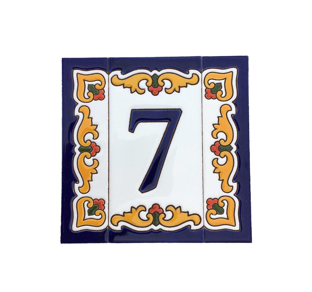 15 Cm (5.9") Ceramic Numbers and Letters for the Wall - Hand Painted in ...