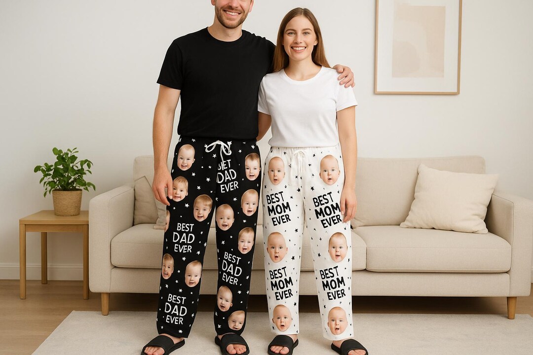 Customized Photo Pajamas for Mom and Dad, Baby Face Pajamas, Custom ...