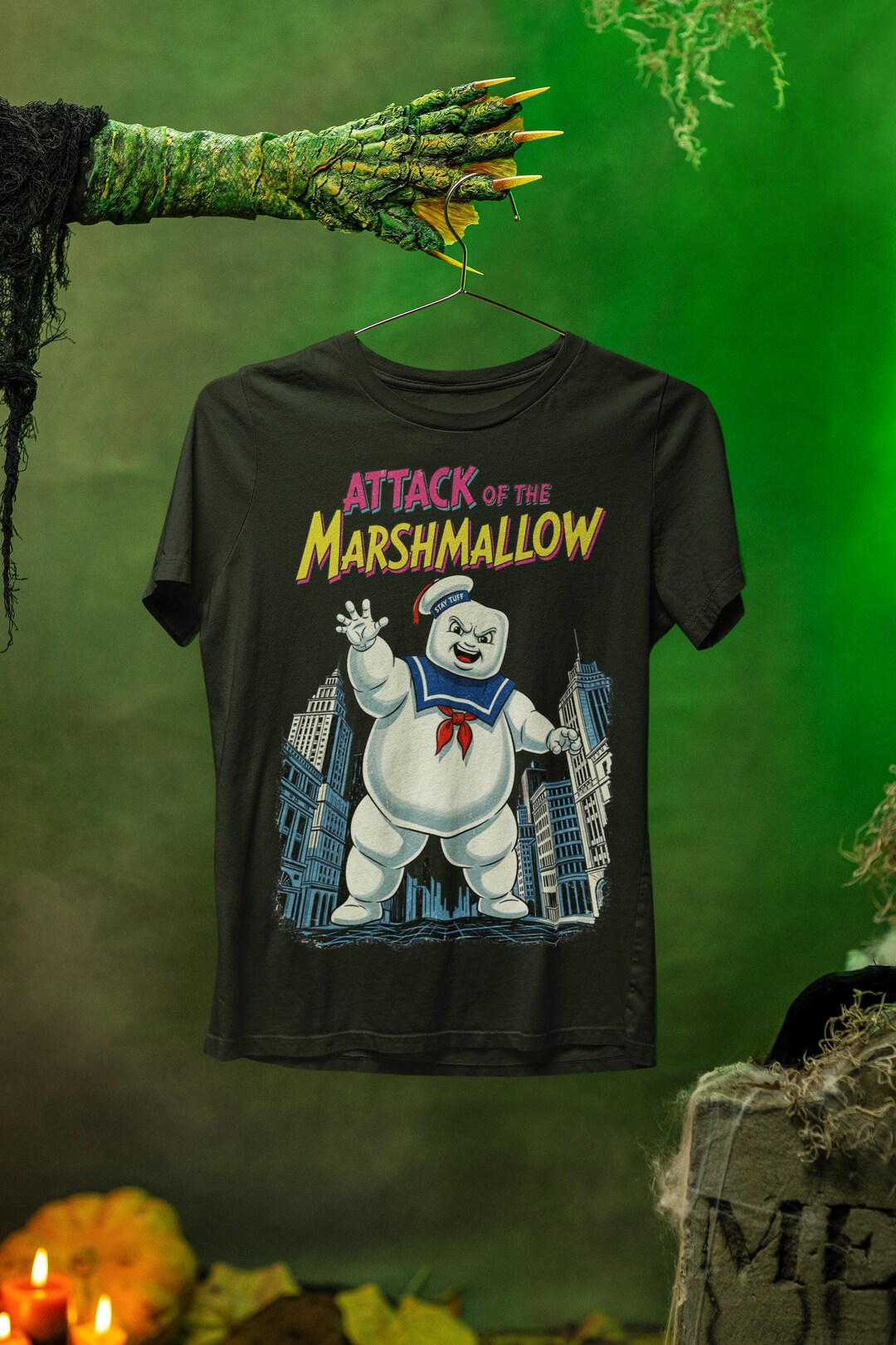 Marshmallow Monster T-shirt – Retro Horror Parody, Halloween - Etsy