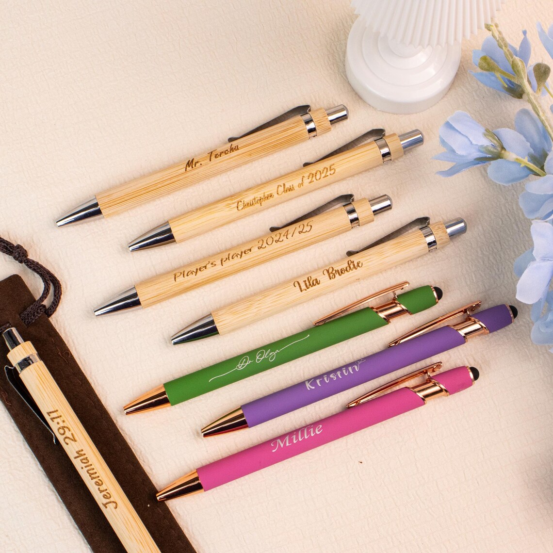 Personalized Luxurious Soft Touch Rose Gold Pen, Rubberized Soft Touch ...