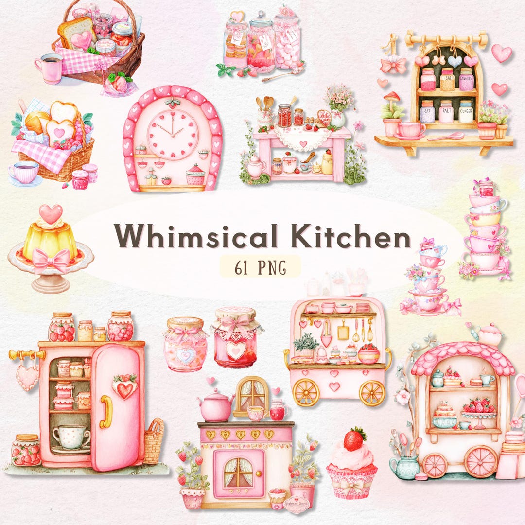 Whimsical House Kitchen Clipart Set, Magic Fairy Tale Items, Printable ...