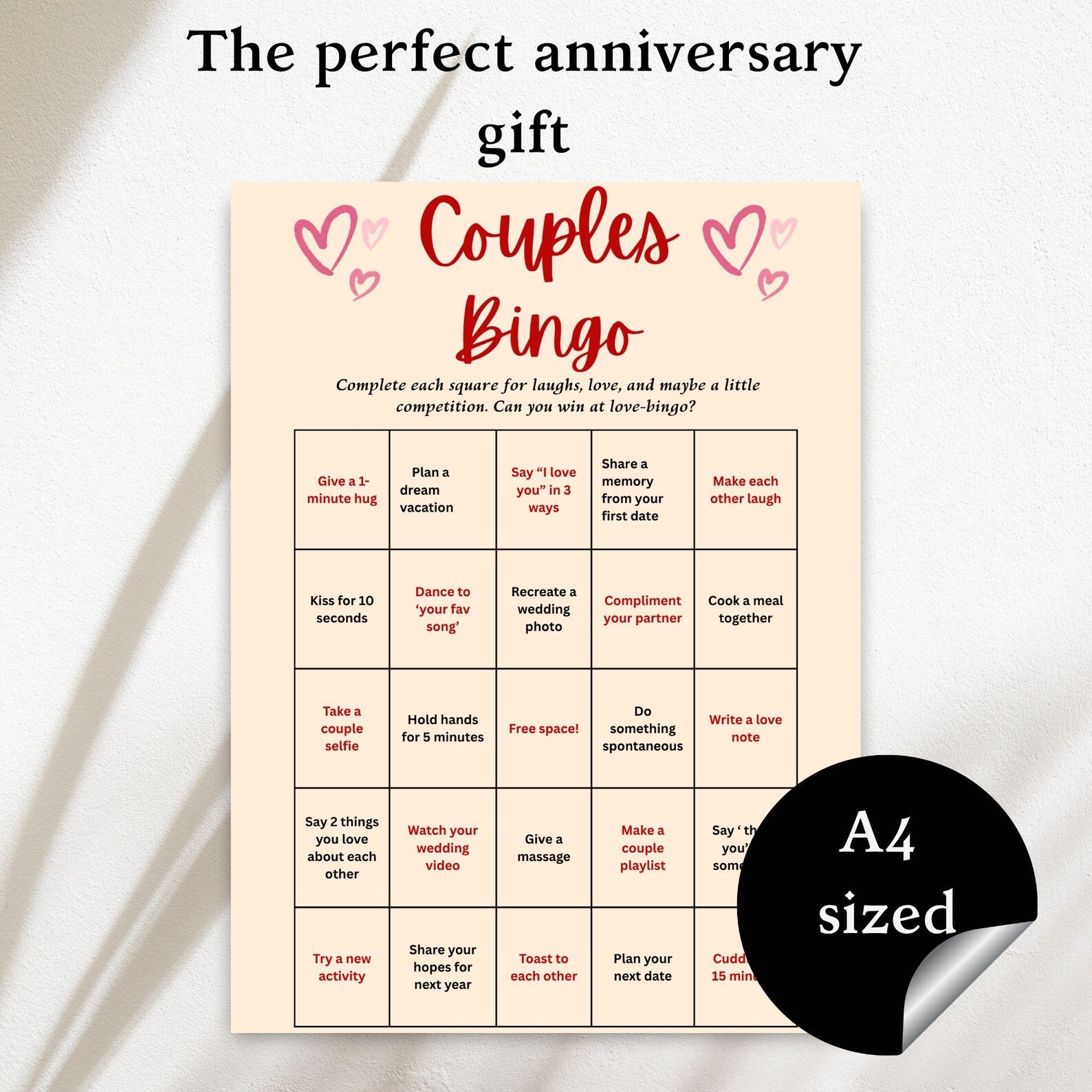 Giftful Wedding Anniversary Bingo Game, Couples Bingo Game, Digital ...