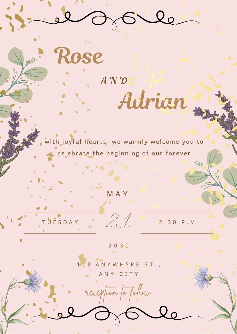 Wedding Invitation. Light Pink Wedding Invitation. Aesthetic Pink. - Etsy