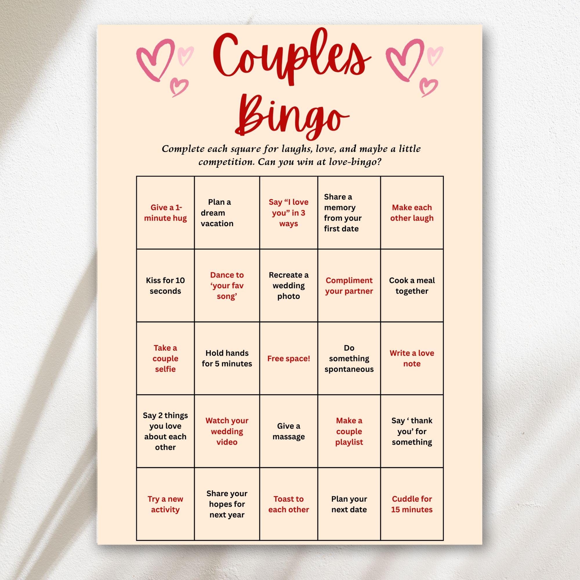 Giftful Wedding Anniversary Bingo Game, Couples Bingo Game, Digital ...