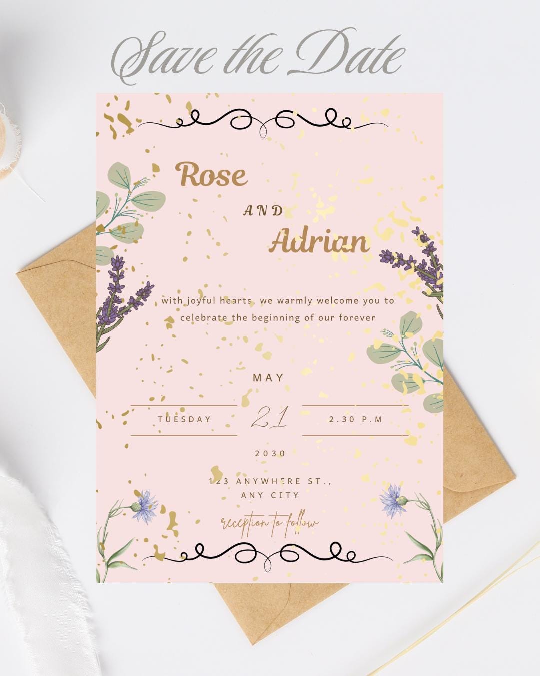 Wedding Invitation. Light Pink Wedding Invitation. Aesthetic Pink. - Etsy