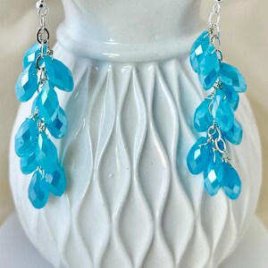 Icy Aqua Blue Teardrop Chandelier Cluster Earrings - Etsy