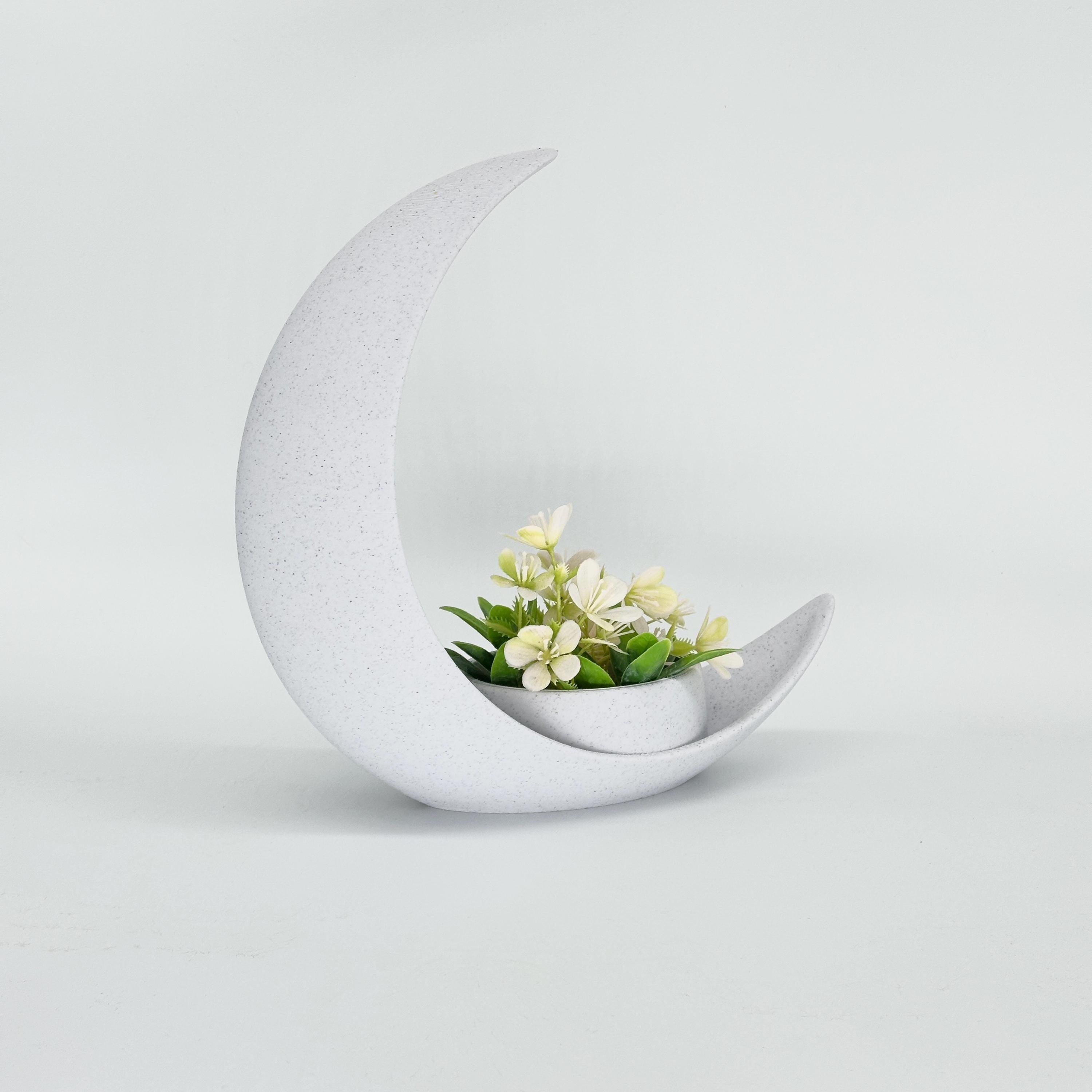 Decorative Crescent Moon With Integrated Elliptical Planter - Etsy