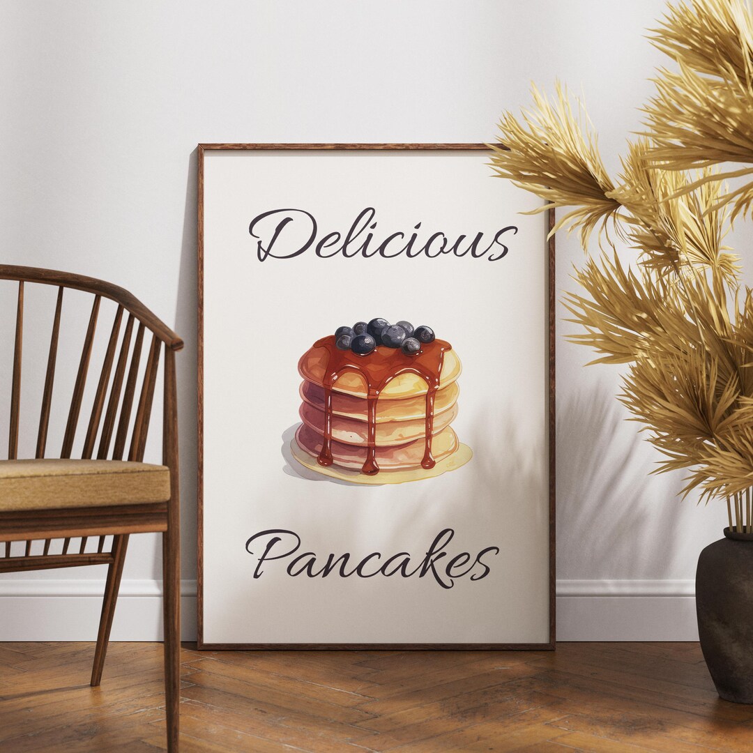 Digital Illustration Pancakes Wall Art in Warm Tones for Food Lovers ...