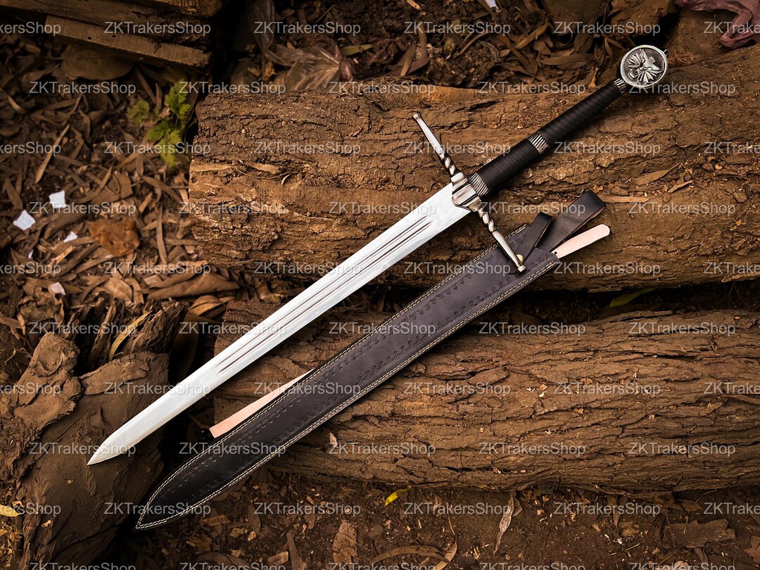 Hand-forged Witcher Sword: Geralt of Rivia Steel Replica With Leather ...