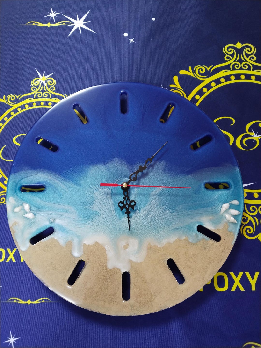 Handcrafted Ocean Resin Clock, Beach Theme, 33.4cm - Etsy
