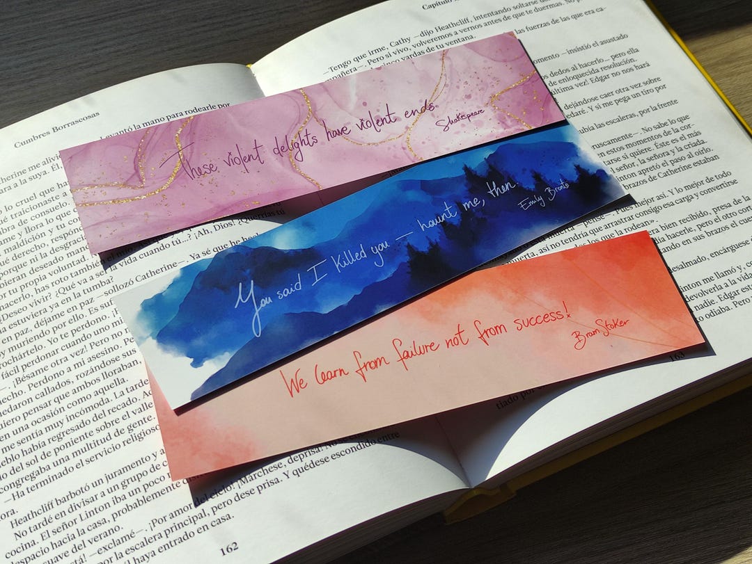 Literary Quote Bookmarks, Set of 3 English Literature Quotes ...