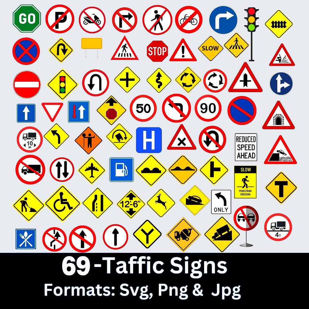 Traffic Signs Clipart, Traffic Signs Svg Bundle, Traffic Signs, Traffic ...