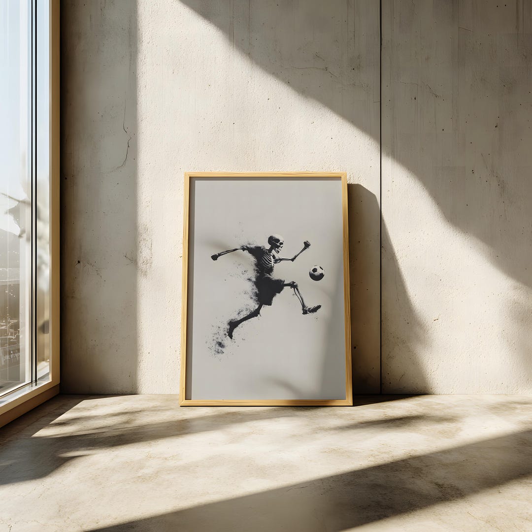 Skeleton Playing Soccer Digital Print, Halloween Soccer Poster, Spooky ...