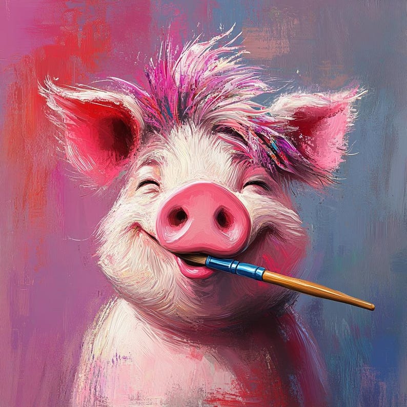 Funny Pig Clipart Bundle | 30 Digital Pig Images | Farm Animal Humor ...