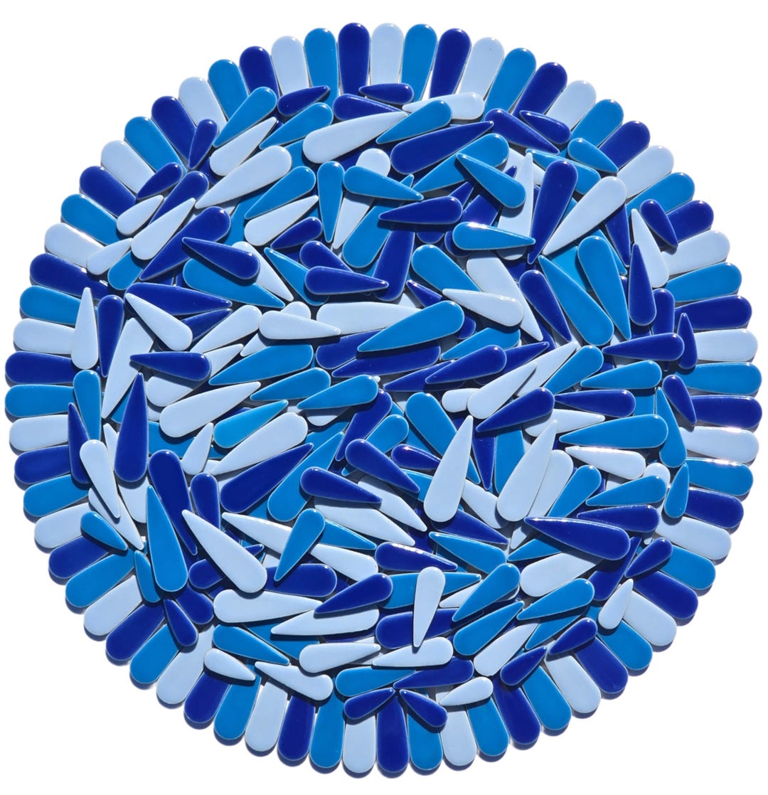 Blue Ceramic Petal Mosaic Tiles:200g Periwinkle, Electric and Deep Blue ...