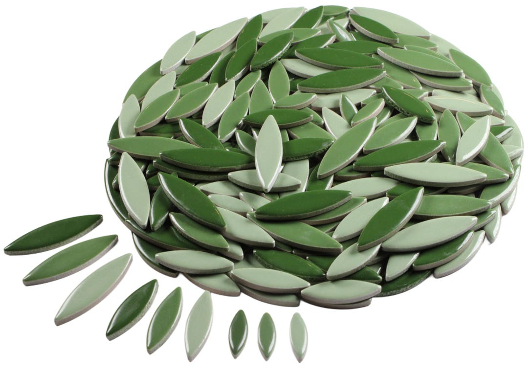 Green Ceramic Petal Mosaic Tiles: 200g 3 Shade Mix Flower Art - Etsy