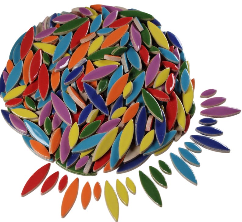 Ceramic Mosaic Petal Tiles: 200g 7-color Mix, Glazed Finish, Water ...