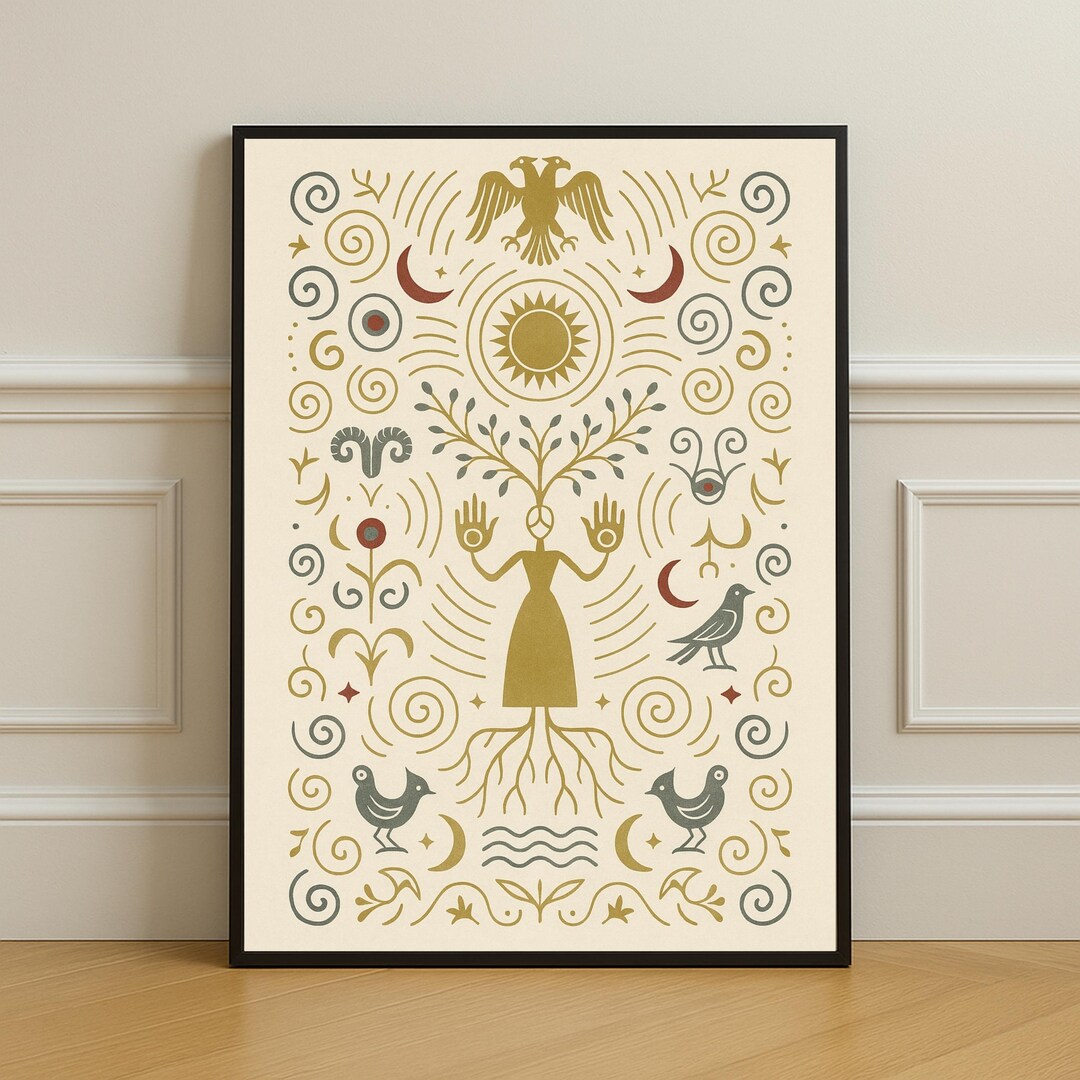 Sacred Turkish Poster – Elibelinde Tree of Life, Double Eagle, Sun ...