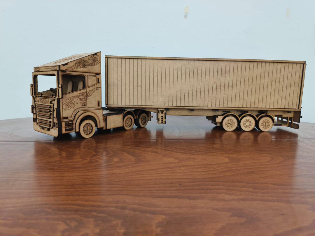 Wooden Scania Truck Toy Laser Cut Model Kit – Handmade MDF DIY Vehicle ...