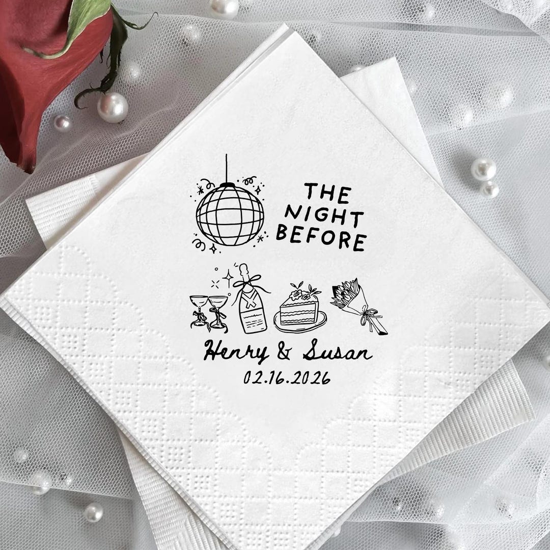 Editable Cocktail Napkins, Minimal Black White Personalized Wedding Bar ...