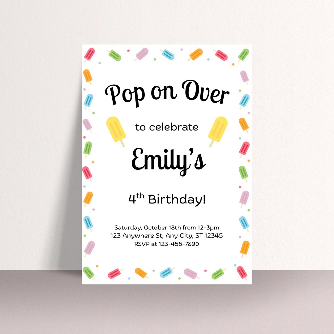 Summer Birthday Invitation Template, Summer Party Invite, Colorful ...