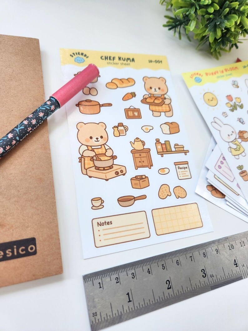Chef Kuma Sticker Sheet | Cute Bear Planner Stickers | Waterproof | Sticker - Etsy