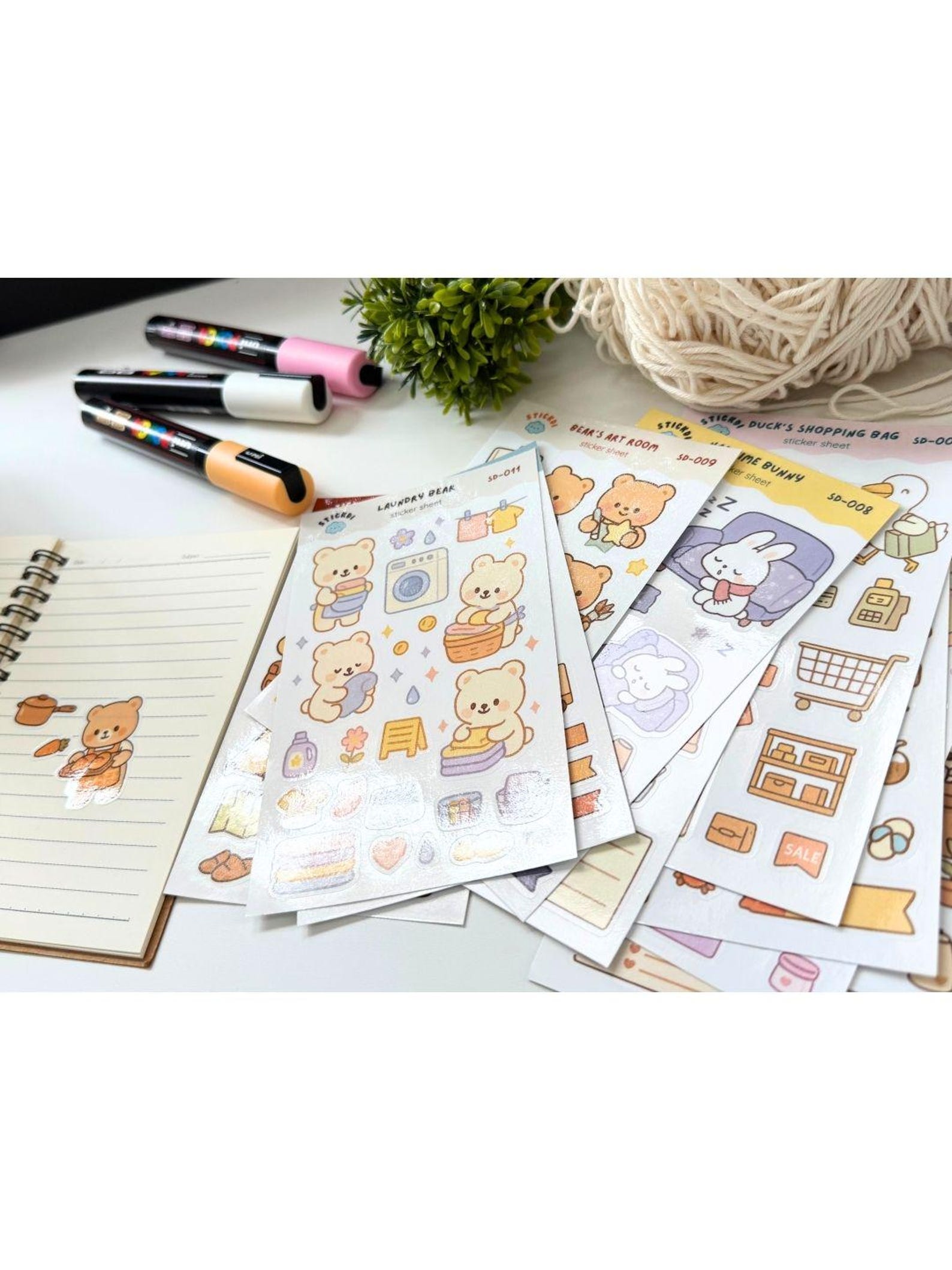 Chef Kuma Sticker Sheet | Cute Bear Planner Stickers | Waterproof ...