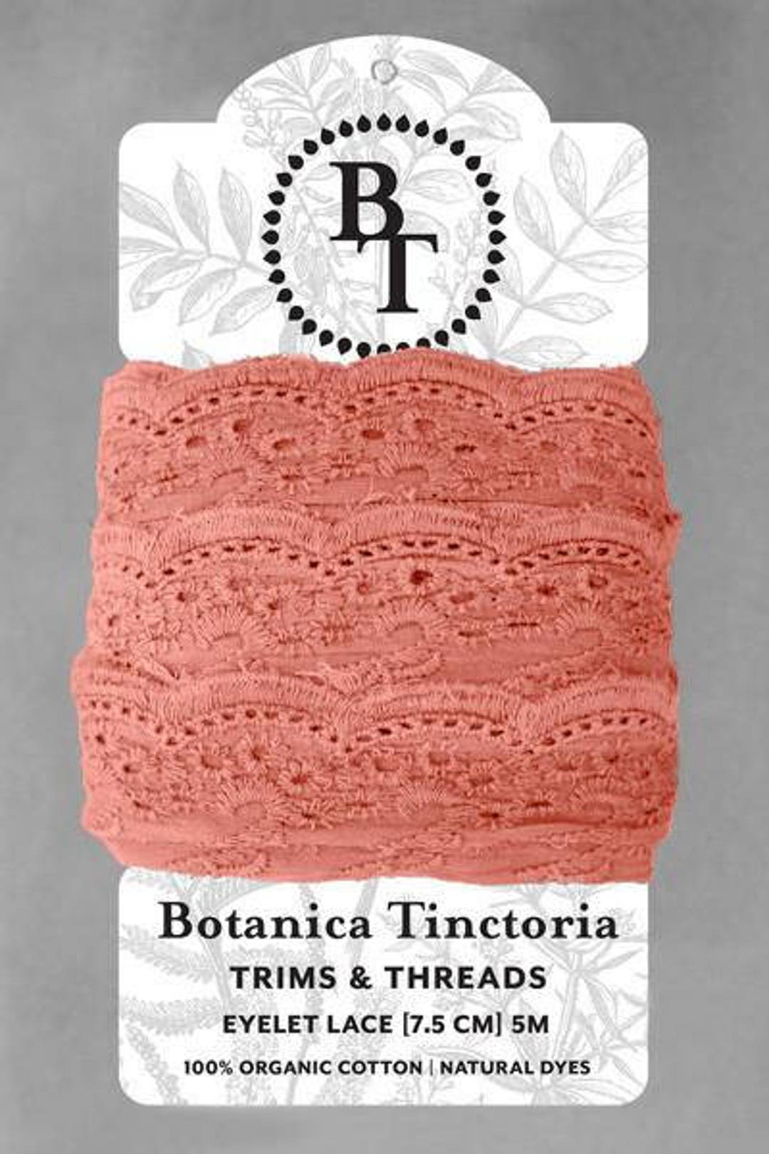Naturally Dyed Organic Cotton Lace, 75mm Wide - Terra Cotta *sold by ...