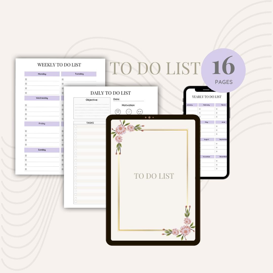 Printable To-do List Bundle: Daily, Weekly, Yearly Planner (PDF) - Etsy