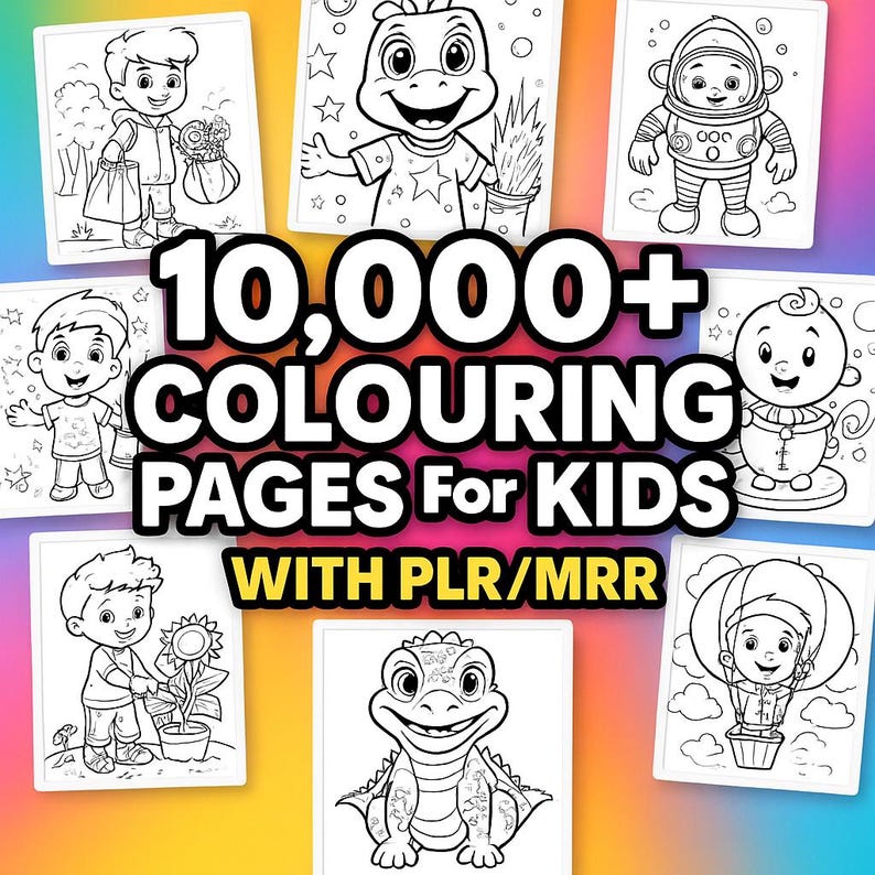 PLR Coloring Pages 10,000+ Kids & Adults Mega Bundle | MRR Commercial ...