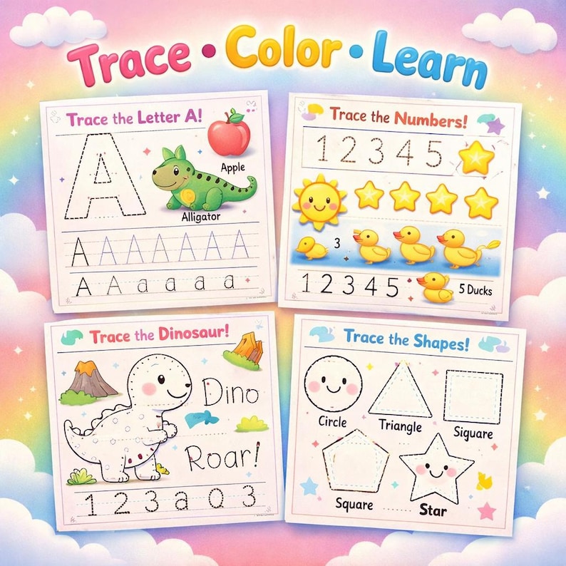 500+ Tracing Worksheets for Kids, Alphabet Numbers Shapes Patterns ...