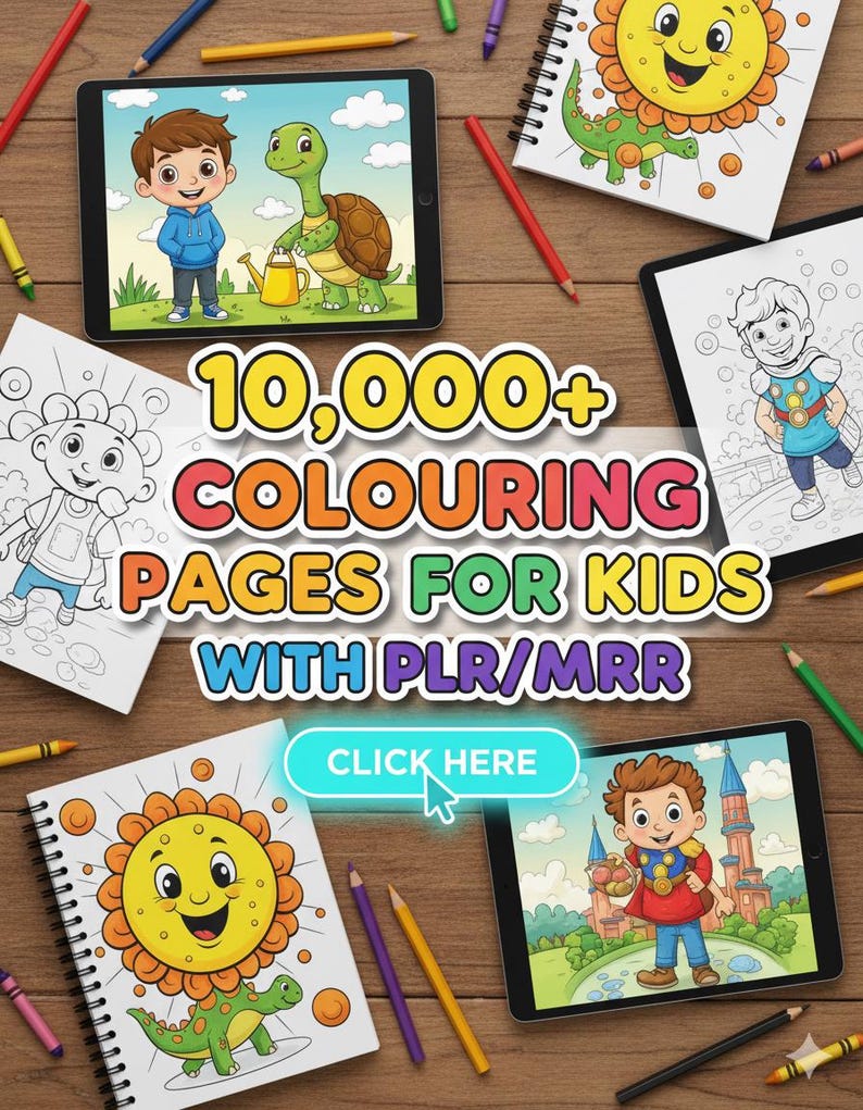 PLR Coloring Pages 10,000+ Kids & Adults Mega Bundle | MRR Commercial ...