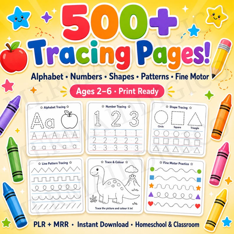 500+ Tracing Worksheets for Kids, Alphabet Numbers Shapes Patterns ...