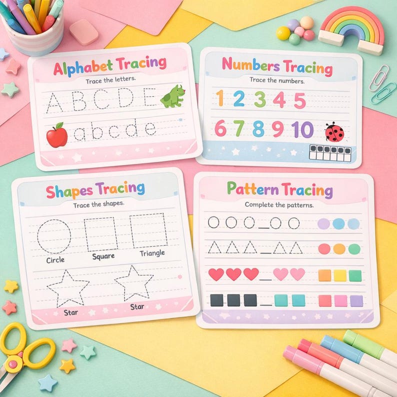 500+ Tracing Worksheets for Kids, Alphabet Numbers Shapes Patterns ...