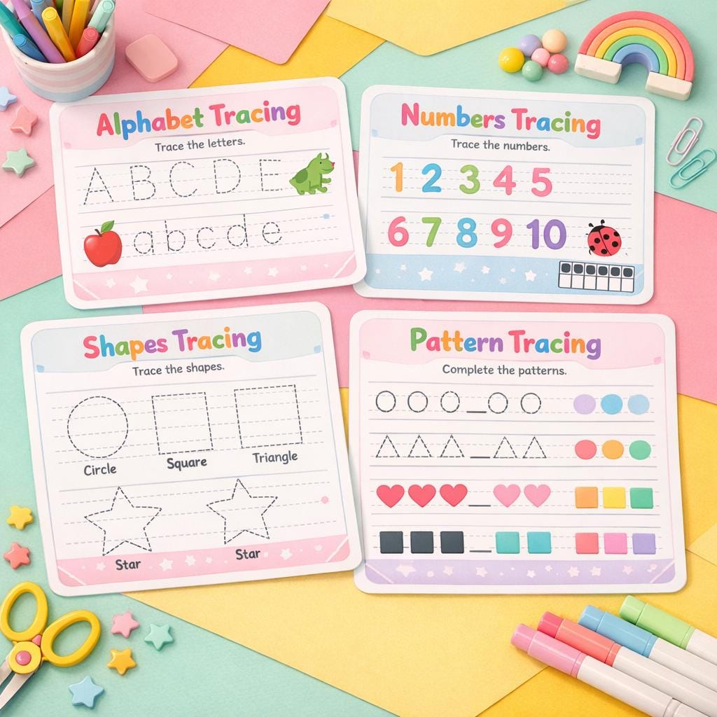 500+ Tracing Worksheets for Kids | Alphabet, Numbers, Shapes, Lines ...