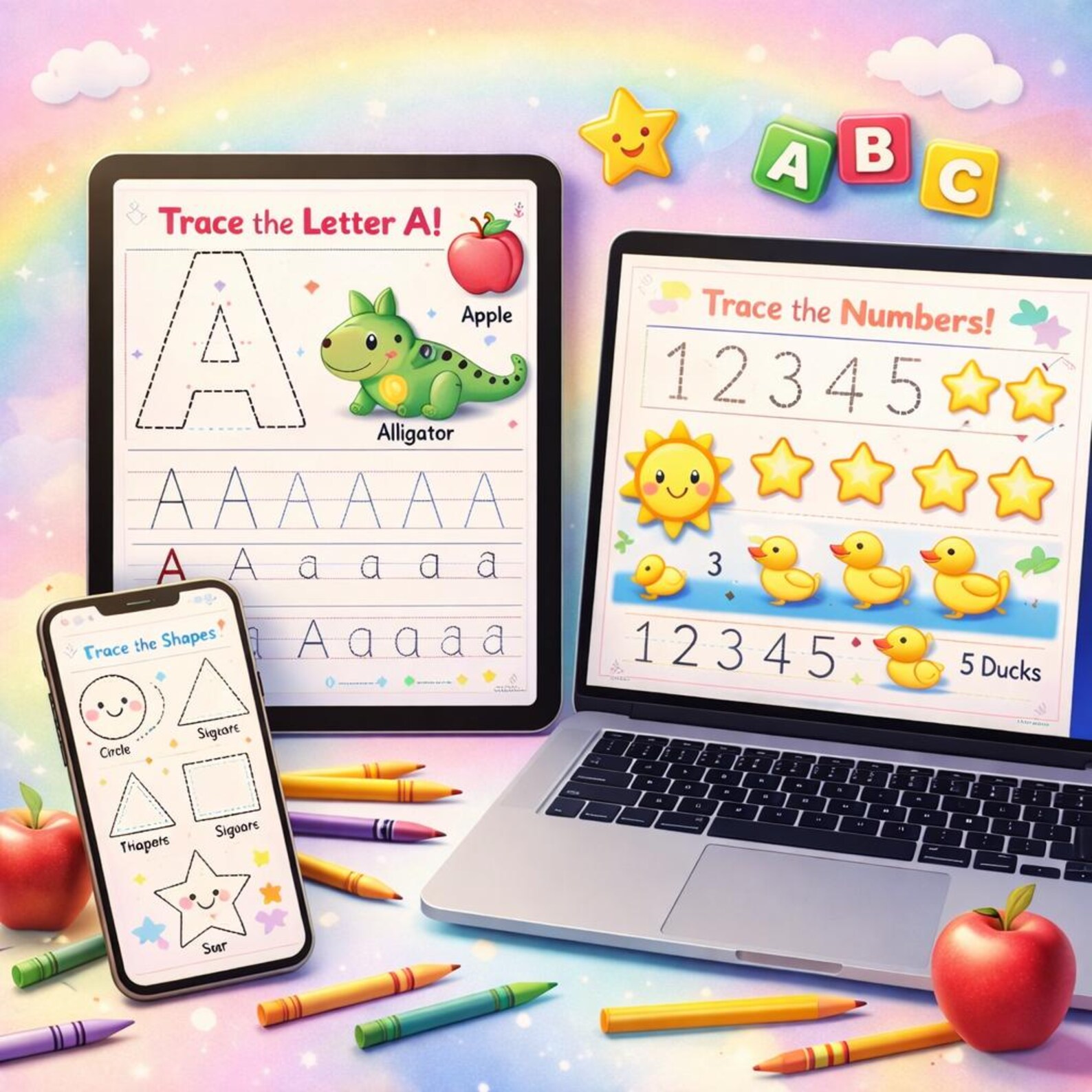 500+ Tracing Worksheets for Kids, Alphabet Numbers Shapes Patterns ...